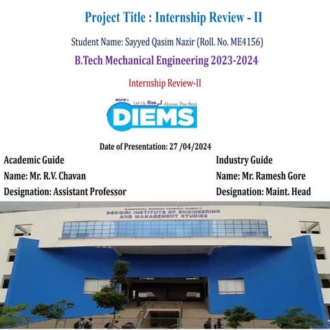 Presentation of internship at Neel Metal product limited | PPT