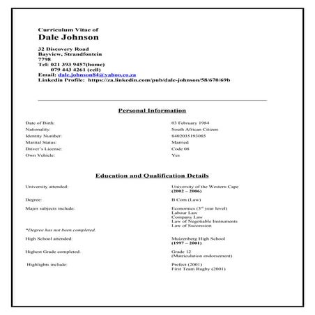 Dale Johnson CV | PDF
