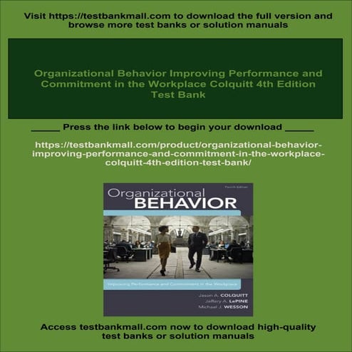 Organizational Behavior Improving Performance and Commitment in the ...