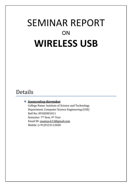 wireless usb ppt | PPTX | Computer Peripherals | Computing