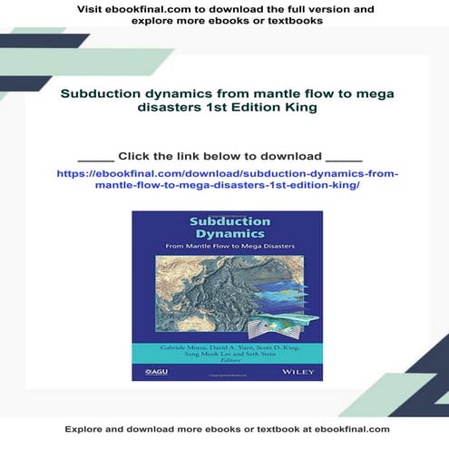 Subduction dynamics from mantle flow to mega disasters 1st Edition King ...