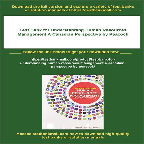 Test Bank for Understanding Human Resources Management A Canadian ...