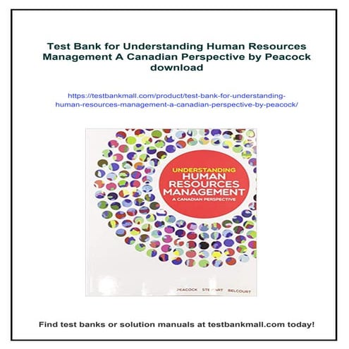 Test Bank for Understanding Human Resources Management A Canadian ...