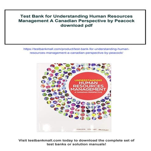 Test Bank for Understanding Human Resources Management A Canadian ...