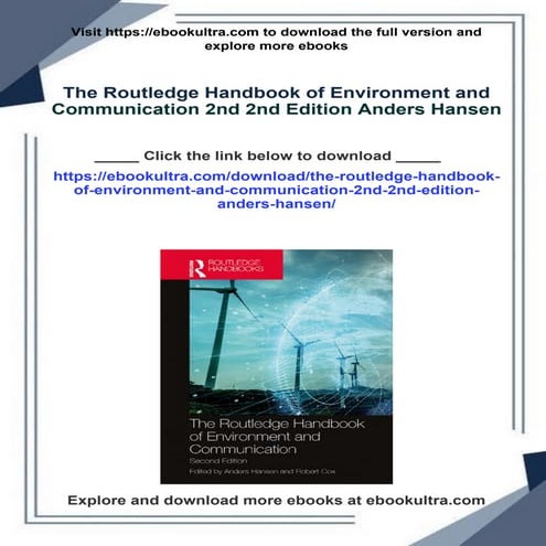The Routledge Handbook of Environment and Communication 2nd 2nd Edition Anders Hansen | PDF