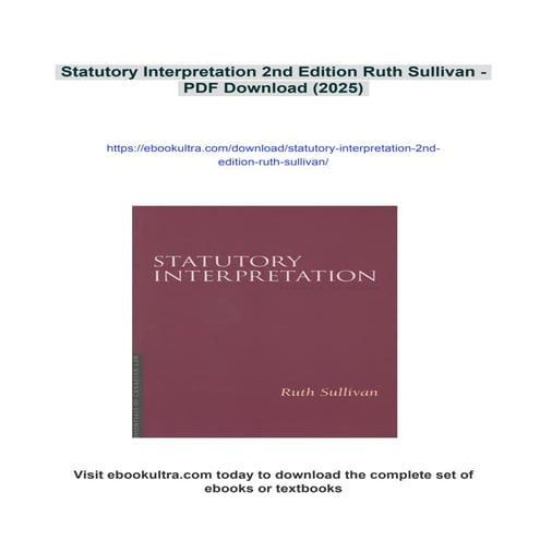 Statutory Interpretation 2nd Edition Ruth Sullivan | PDF