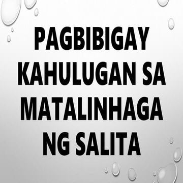 Mga Matalinhagang Salita 20 Matalinhagang Salita Ideas | Filipino