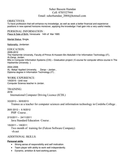 farah-cv | DOCX | Computing | Technology & Computing