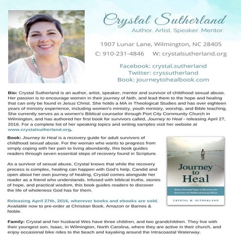 Crystal Sutherland is a writer, speaker, and friend to survivors of ...