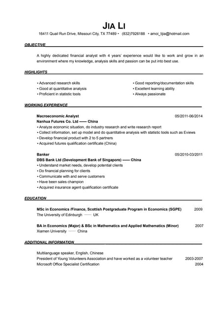 Jinghong Chen Resume | PDF