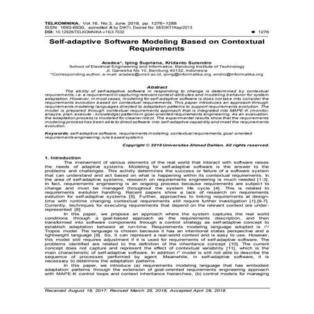 Self Adaptive Software Modeling Based On Contextual Requirements Pdf
