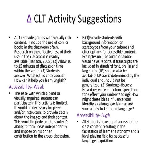 CLT Activity Suggestions | PPT
