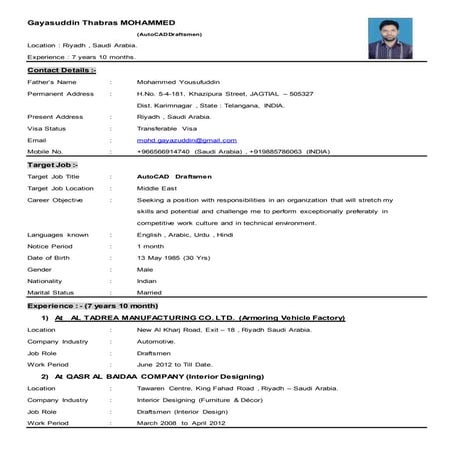 Autocad CV of Thabras | DOCX