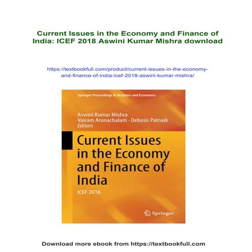 Current Issues in the Economy and Finance of India: ICEF 2018 Aswini ...