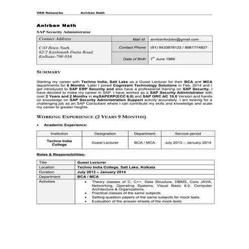 Anirban Nath resume | DOC