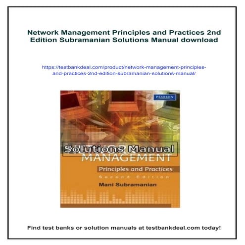 Network Management Principles and Practices 2nd Edition Subramanian Solutions Manual | PDF