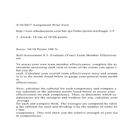 Ideal team player assessment | PDF