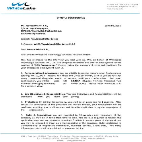 Jeevan Prithvi _Offer | DOCX