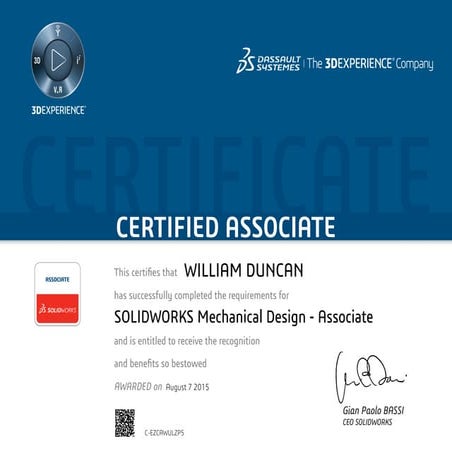 SolidWorks Associate Certificate | PPT