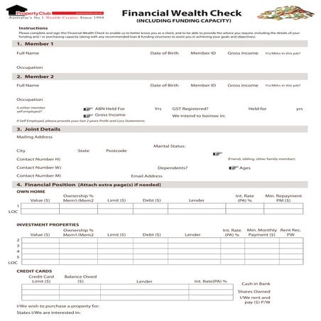 Financial Wealth Check Form Oct14 | PDF