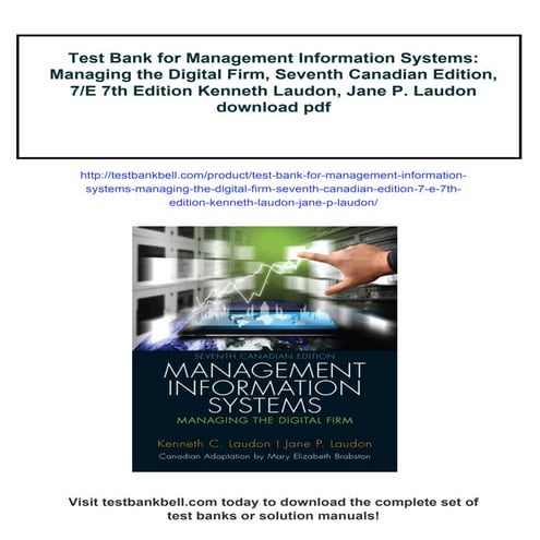 Test Bank for Management Information Systems: Managing the Digital Firm ...
