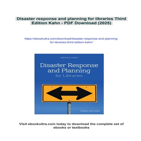 Disaster response and planning for libraries Third Edition Kahn | PDF