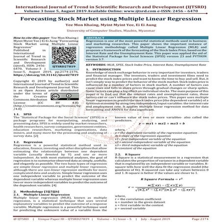 Forecasting Stock Market using Multiple Linear Regression | PDF
