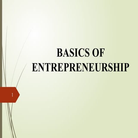 Introduction To Entrepreneurship | PPTX