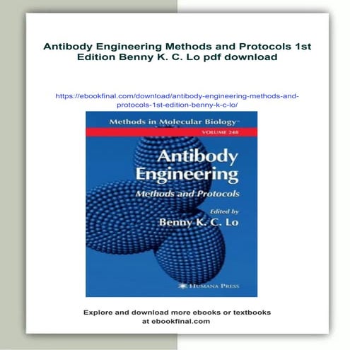 Antibody Engineering Methods and Protocols 1st Edition Benny K. C. Lo | PDF