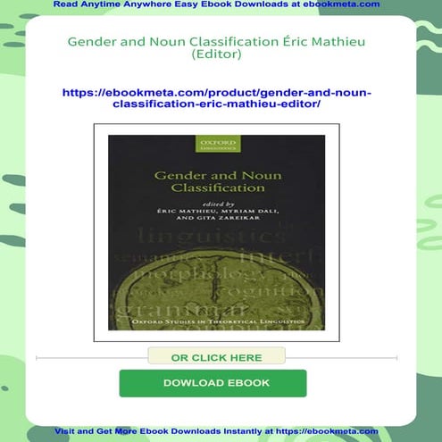 Gender and Noun Classification Éric Mathieu (Editor) | PDF