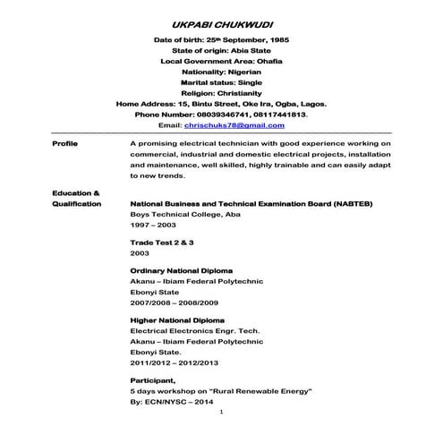 ODI OGBONNAYA CHRISTOPHER. CV - new | DOCX