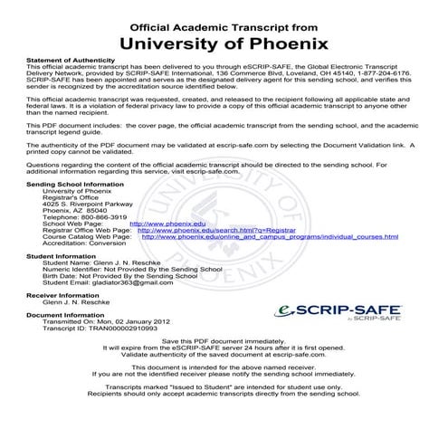 GR-Transcript - UOPHX | PDF