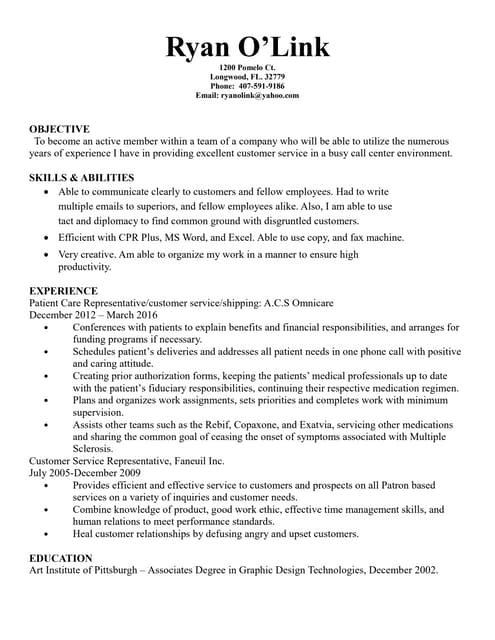 PROFESSIONAL RESUME (CUST SERV) | PDF
