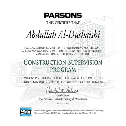Construction Supervision Certificate | PDF