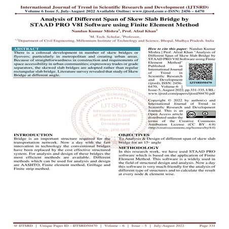 Analysis of Different Span of Skew Slab Bridge by STAAD PRO V8I Software using Finite Element ...