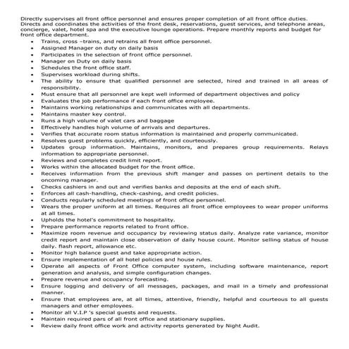 Daily task list sample for front office assistants | DOCX