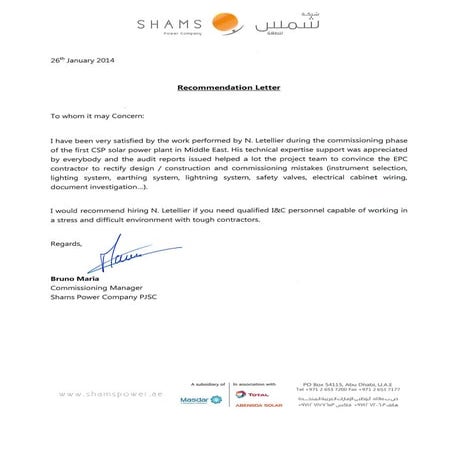 Shams Recommendation Letter 1 | PDF