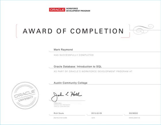 Neeraj Aggarwal Oracle Certificate | PPT