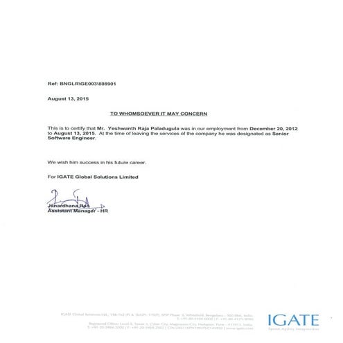 Experience Letter | PDF