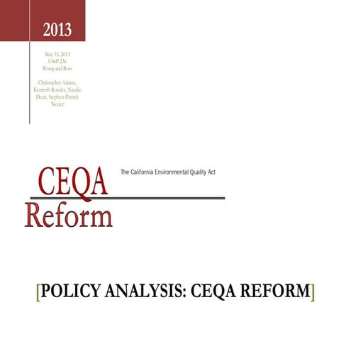 CEQAREFORM_POLICYANALYSIS | PDF