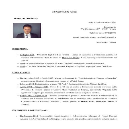 Marco Carniani Curriculum | PDF