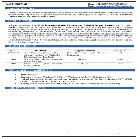 RESUME_NAVEENKUMAR RAJA_NOC ENGG_ | DOC