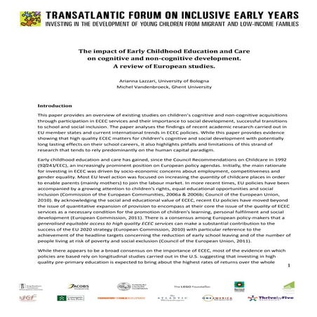 TFIEY Impact of ECEC on development in EU | PDF