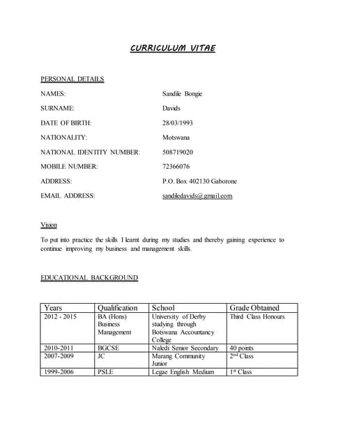 Result Letter for Deon Bezuidenhout | PDF