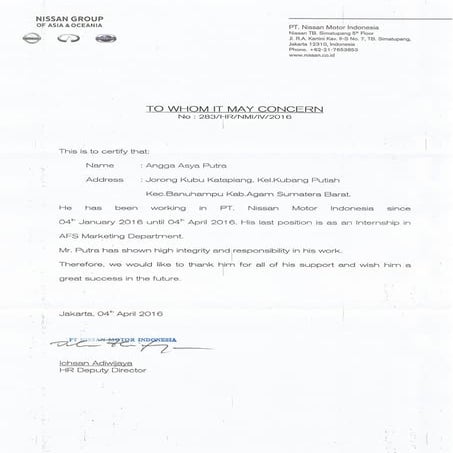 Surat Keterangan Internship_Angga | PDF