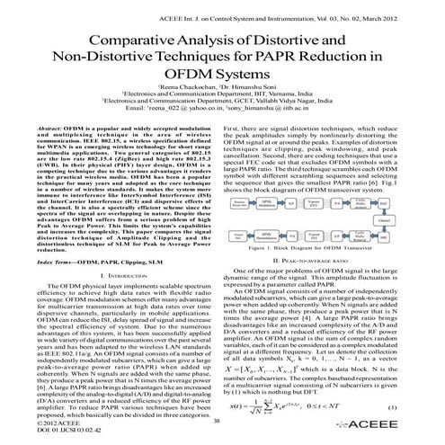 Comparative Analysis of Distortive and Non-Distortive Techniques for PAPR Reduction in OFDM ...