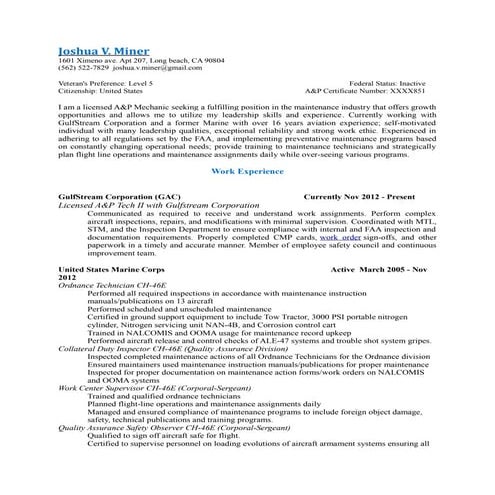 JoshuaVMiner1Resume | RTF