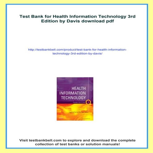 Test Bank for Health Information Technology 3rd Edition by Davis | PDF