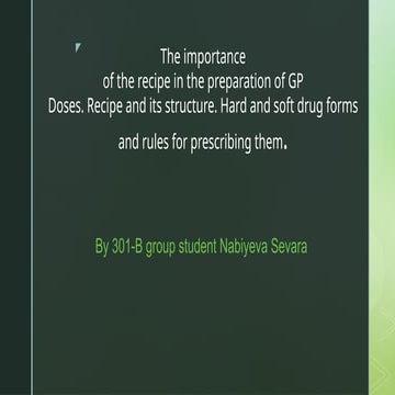The importance of the recipe in the preparation of GP Doses. Recipe and ...