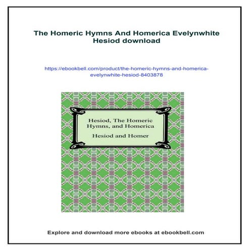 The Homeric Hymns And Homerica Evelynwhite Hesiod | PDF